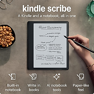Introducing Kindle Scribe (16 GB), the first Kindle for reading and writing, with a 10.2” 300 ppi Paperwhite display, includes Basic Pen