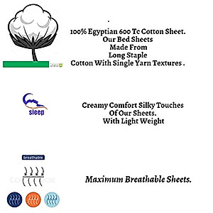 Queen Sleeper Sofa Bed Sheet Set - White 100 Percent Egyptian Cotton (60"x74"x6") 600 thread count