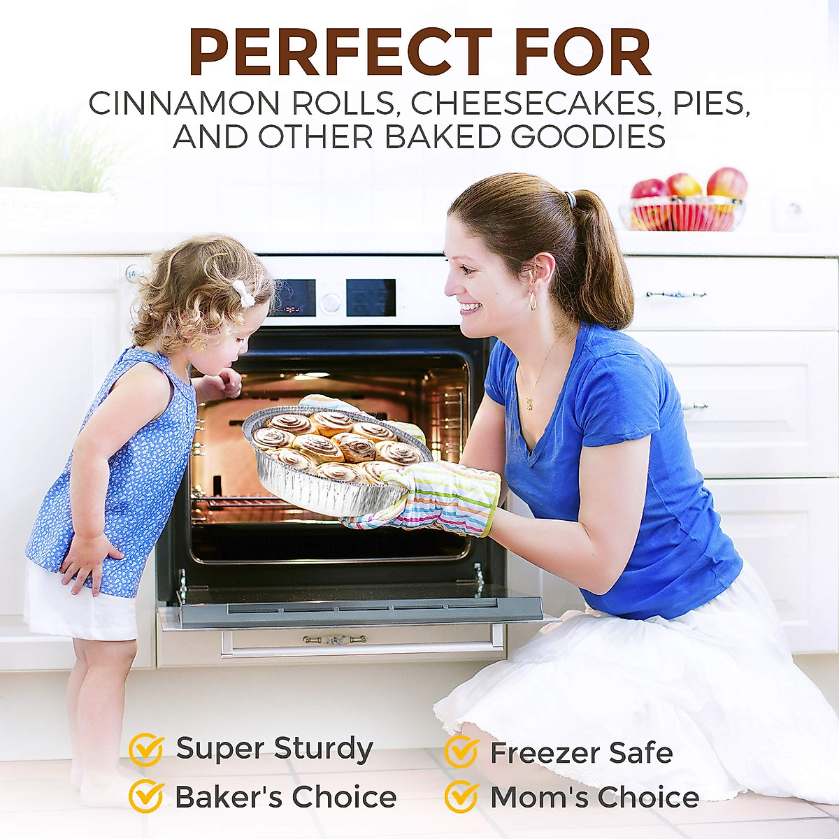 Fit Meal Prep 45 Pack 9” Round Aluminum Foil Pans with Clear Dome Lids, Pie Tins Disposable 9 inch with Lids, Take Out Containers, Freezer Oven Safe Aluminum Baking Pans for Storing, Cooking, Storage