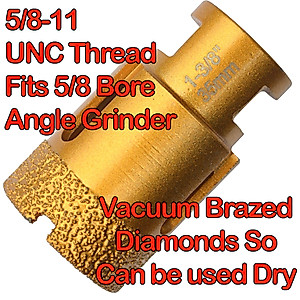 1 3/8 in Diamond Hole Saw Core Drill Bit for Concrete or Granite 5/8-11 UNC Thread Fits Angle Grinder or Core Bit Adaptor Vacuum Brazed Core Bit