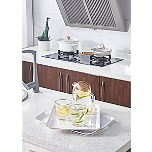 Blue Boat 16.5" x 11.5" Rectangular Serving Trays Set of 2 White,Light Weight Easy to Clean Sturdy Stackable Melamine Serving Tray with Handle, Fruit, Snacks, and Desserts Trays