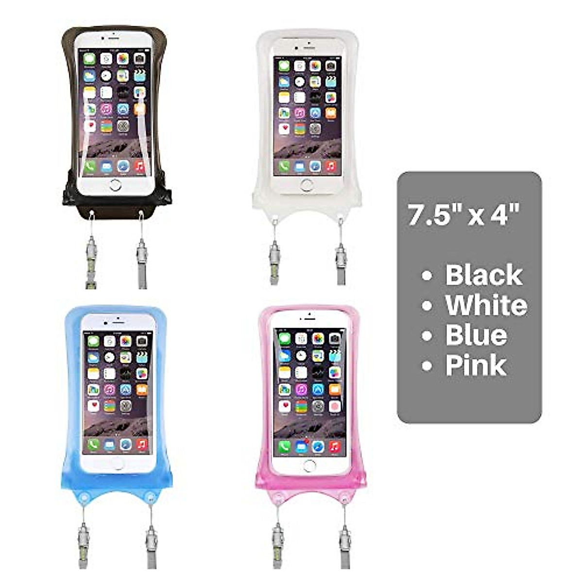 AquaVault 100% Waterproof Floating Smart Phone Case & Money Pouch - Fits All Phones - Made from Premium Heavy Duty PVC for Added Drop Protection - Includes Adjustable Neck Strap Black