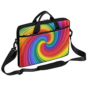 Coloful Tie Dye Laptop Computer Bag Waterproof Shoulder Messenger Bag 13-15 inch Durable Laptop Tote Bag with Shoulder Strap Handle Lightweight Crossbody Briefcase