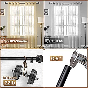 TONIAL 3/4 Curtain Rods 32 to 58 Inch(2.6-4.8ft), Telescoping Splicing Drapery Rods for Windows 20 to 53 Inch(1.7-4.4ft), Decorative Single Rod with GeometricFinial, Black