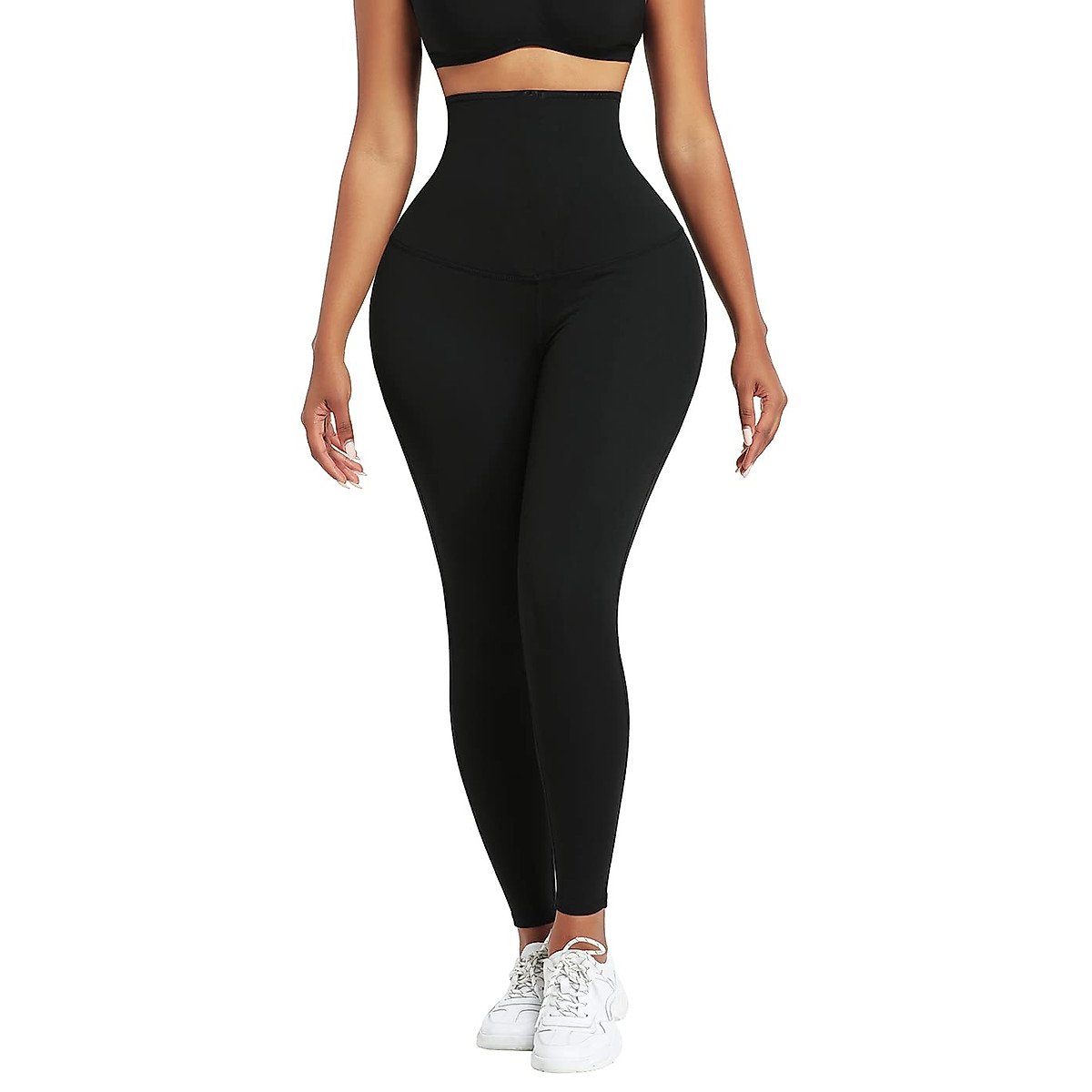 huiming Sauna Sweat Pants Shorts Slimming Compression Workout Thermo Waist Trainer for Women Leggings Body Shaper Weight Loss (L/XL) Black