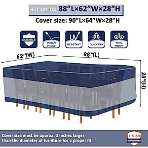 MAXVINI Patio Furniture Covers 88''Lx62''Wx28''H Outdoor Furniture Table Cover Waterprooof Heavy Duty Patio Covers Table and Chairs Covering Patio Furniture for Winter