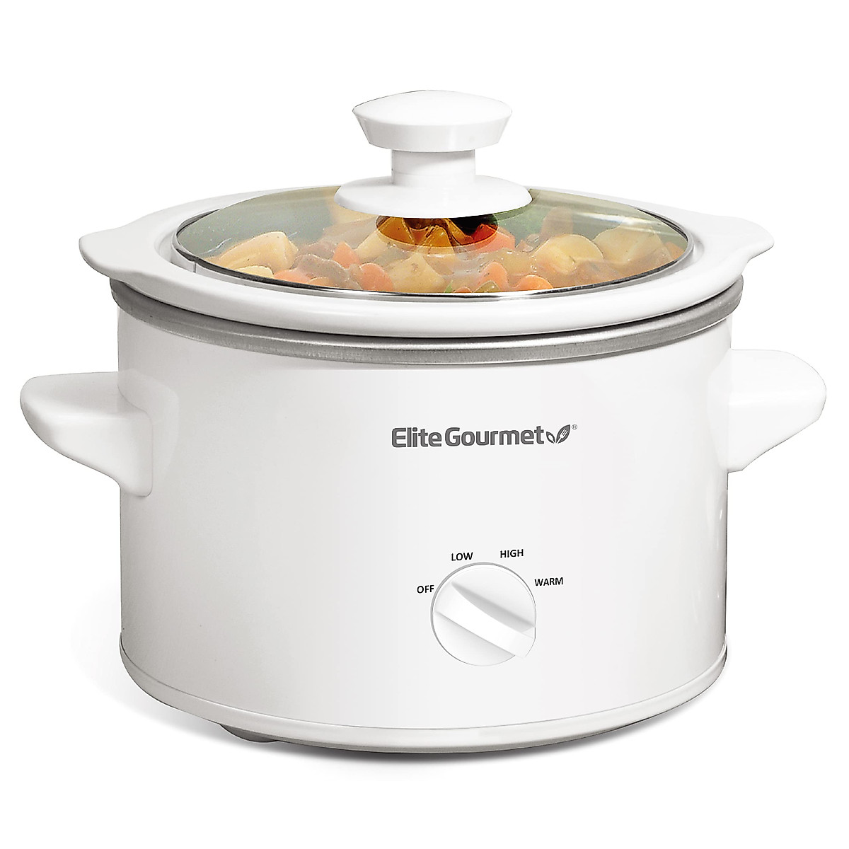 Elite Gourmet MST-250XW Electric Slow Cooker Ceramic Pot Adjustable Temp, Entrees, Sauces, Stews & Dips, Dishwasher Safe Glass Lid & Crock
