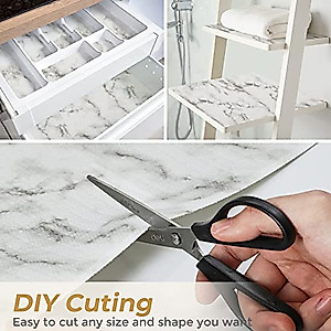 Drawer and Shelf Liner for Kitchen Cabinet: Non Adhesive Fridge Liner Washable Reusable Easy to Clean Strong Grip Liner for Cabinets, Dresser, Bathroom Cupboard Drawers, White Marble (12 in x 10 FT)