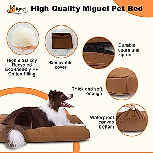 Miguel Canvas Dog Bed Medium Waterproof 12 Ounce Cotton Durable Dog Pillow with Removable Cover Dog Crate Mat for Medium Pets Indoor Outdoor Use for All Weather Water-Resistant Scratch Resistant
