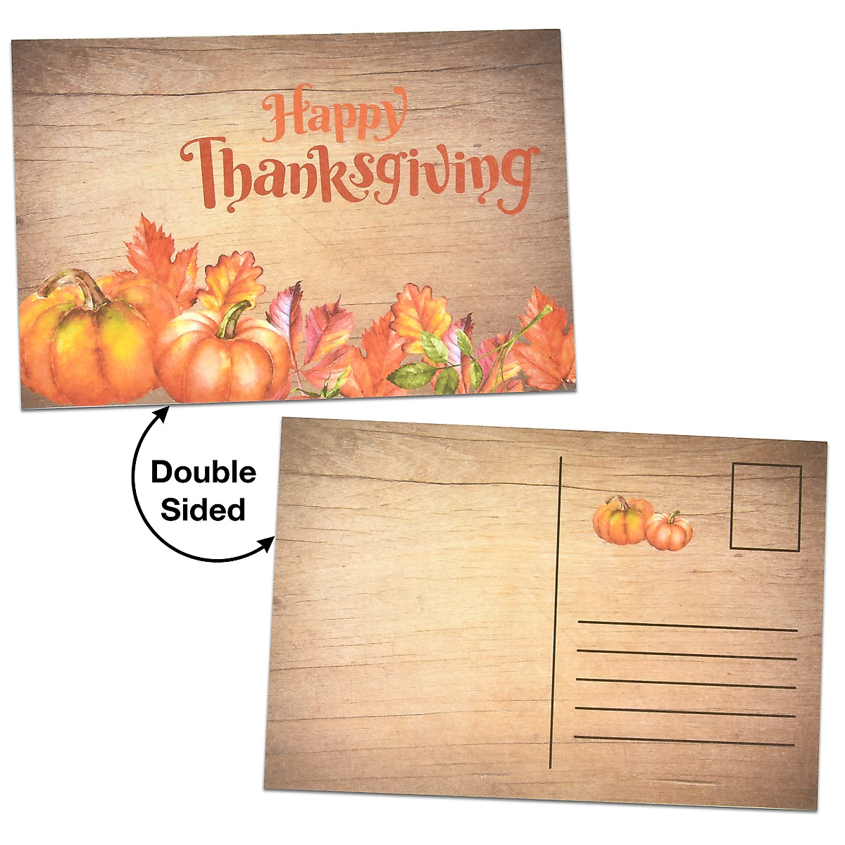 Gift Boutique 120 Pcs Happy Thanksgiving Postcards Fall Greeting Cards 4" x 6" Holiday Pumpkins Maple Leaves Design Harvest Blank Note Post Card