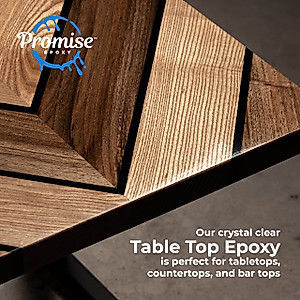 Epoxy Resin Promise Epoxy- Clear Coat Table Top | 2-Part 1 Gal (0.5 Gal Epoxy Resin & 0.5 Gal Hardener Set)| Resin Epoxy Kit with Mixing Cups, Stir Sticks, Brushes, & Gloves | DIY Craft Supplies