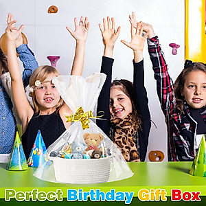 Lechay Small Woven Basket with Handles, Baskets Empty with Bags and Ribbons for Valentine's Day, Wedding, Birthday, Easter