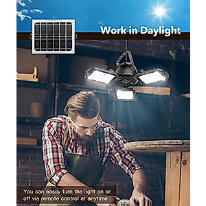 AGPTEK Solar Pendant Light Outdoor Indoor, Solar Powered Shed Light with USB Charging and Remote for Home Garage Barn Gazebo Patio Porch Storage Room