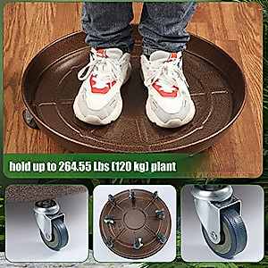 20 Inch Round Plant Stand with Wheels Heavy Duty Plant Stand Easy Moving Plant Dolly Large Metal Planter Tray Round Pot Trolley with Casters for Indoor Outdoor Round Flower Pot, No Holes