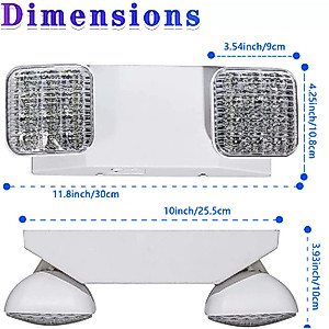 LED Emergency Lights with Battery Backup, Two Head Adjustable LED Commercial Emergency Light, UL 924 Certified, AC 120/277V, Hardwired Emergency Exit Light Fixtures for Business (1 Pack)