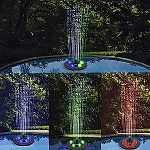 PHIAMOLY 4W Solar Water Foutain with 6 Colorful LED Lights Solar Powered Fountain with 5 Nozzles for Bird Bath, Pond, Pool,Garden, Outdoor