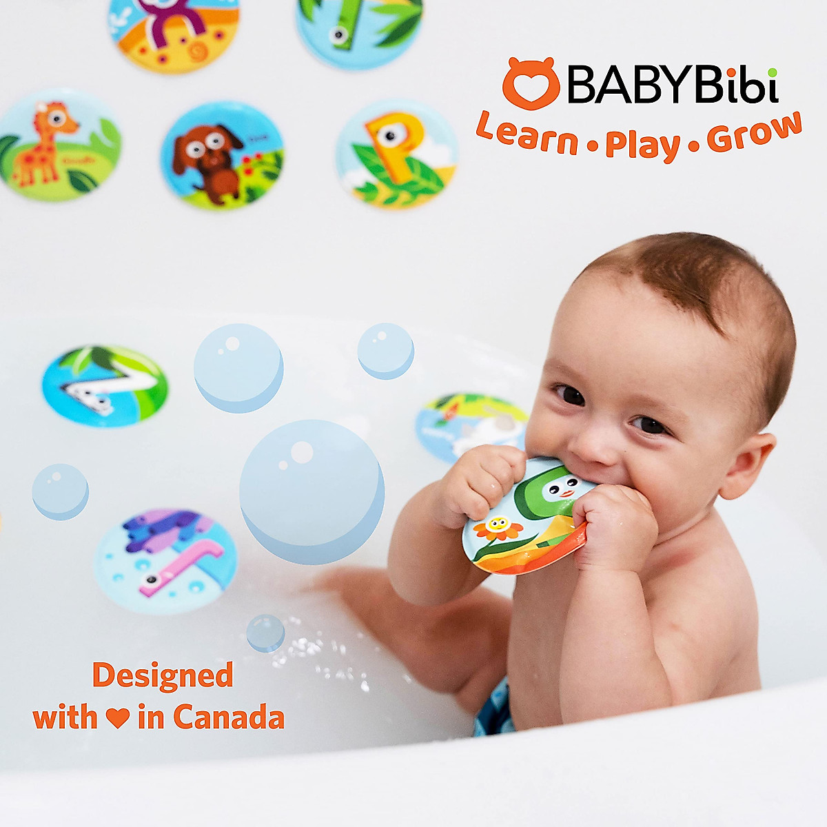 Floating Animals & Alphabet Flash Cards for Bathtub - Preschool Learning Toddler Flash Cards - Educational Bath Toys for 18 Months+ (Set of 26)