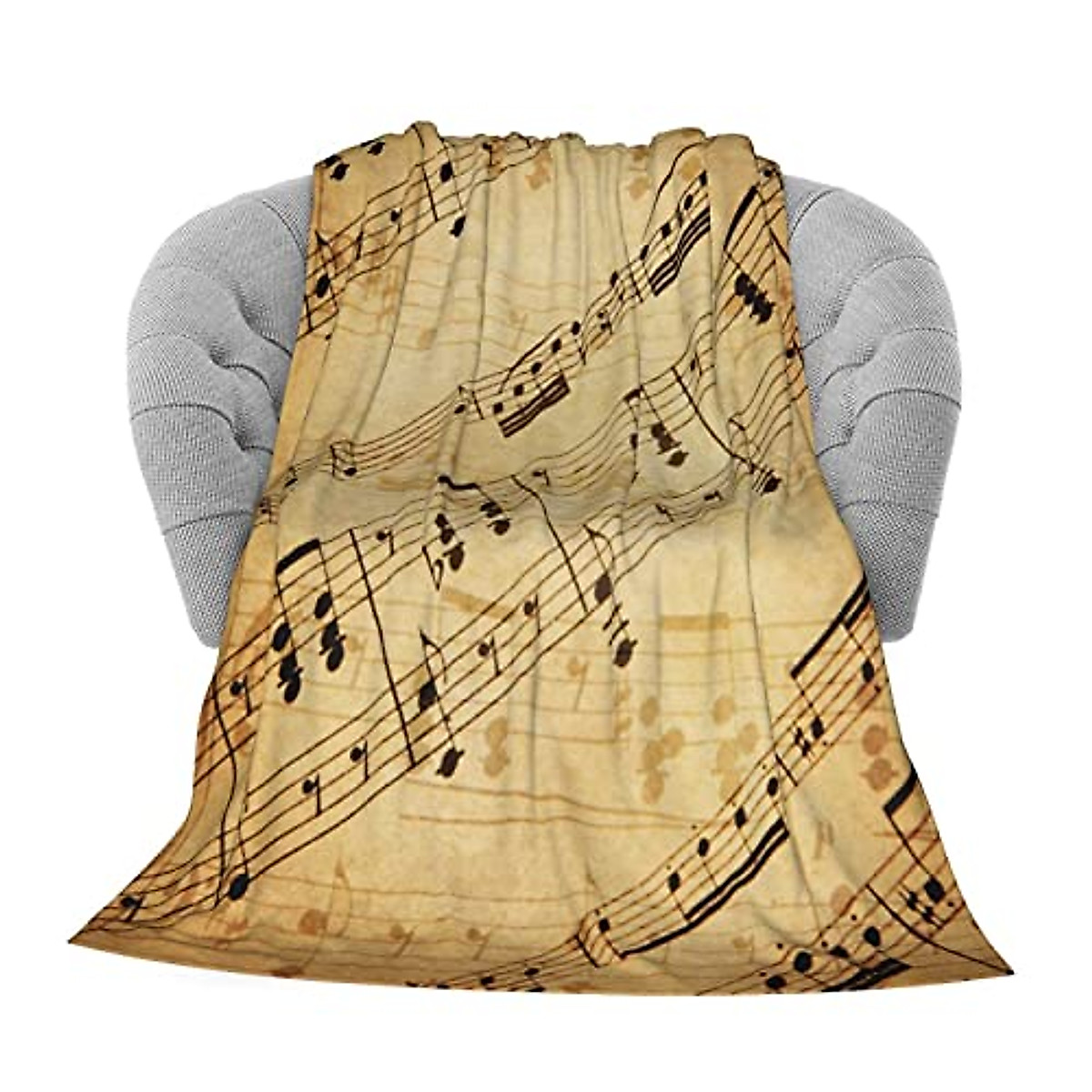 FeHuew Retro Piano Music Score Soft Throw Blanket 40x50 inch Lightweight Flannel Fleece Blanket for Couch Bed Sofa Travelling Camping for Kids Adults
