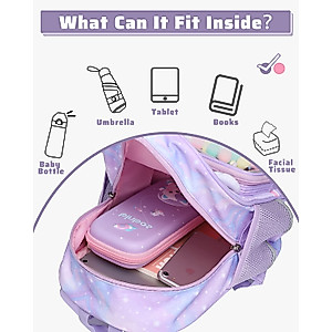 Tanou Toddler Backpack for Girls, 11 Inch Ultra-light Kids Small Backpacks, 2023 Cute Toddler Bag for Preschool Day Care, Unicorn