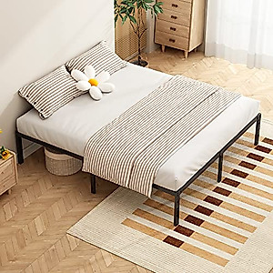 KUJIELAN Black Thickened and Reinforced Metal Bed Frame - Structurally Stable 14 Inch Steel Bar Supported Bed Frame,Easy to Assemble and Transport Bed Frame Under Bed Storage, King