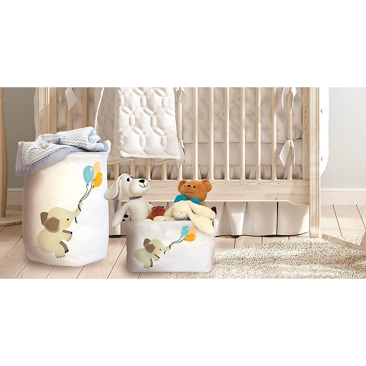 KAZULO 2 Pack Set Pink and Blue, Bunny Easter Baskets For Kids, Egg Hunt Bag For Boys and Girls, Baby laundry Hamper, Kids Easter Basket (Easter Bunny Bundle)