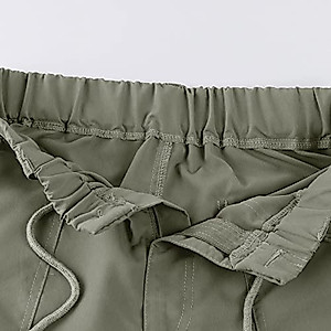 Womens Pants Dressy Casual, Stretch Dress Pants Dressy Fleece Sweatpants high Waisted Pants for Women Fashion Women's Summer Slim Pocket Cropped Solid Color Lace Casual Pants Wide (XL, Army Green)