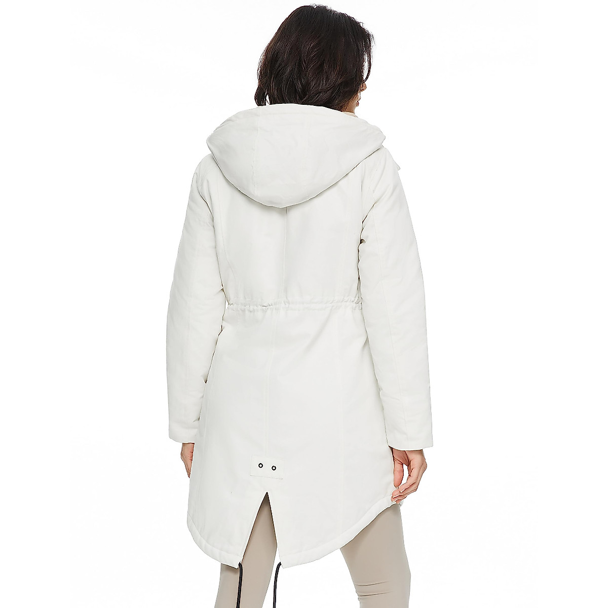 Orolay Women's Thicken Fleece Lined Parka Winter Coat Hooded Jacket with Pockets Beige M