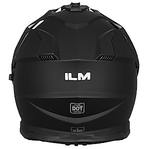 ILM Dual Sport Adventure Motorcycle Helmet with Pinlock Compatible Sun Visor Snowmobile ATV Dirt Bike Off Road Casco Model WS902 (Matte Black, L)