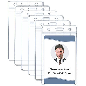 Pawfly 6 Pack Vertical ID Card Badge Holder Waterproof Clear Card Sleeve Case Cover Heavy Duty Card Protector Pouch with Resealable Zip for Proximity Key Card Driver’s License and Credit Card