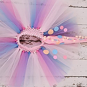 Gouldianfinch Infant Baby Girls 1st Birthday Outfits Dinosaur Printed Romper + Tutu Skirt with Tail Toddler Princess Dress (12-18M)