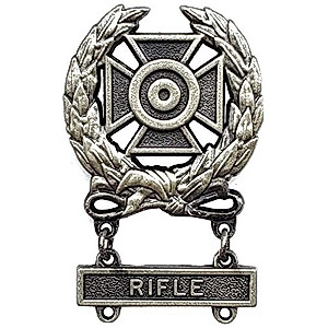 US ARMY Expert Shooting Oxidized Badge Wreath Rifle MARKSMAN Qualification Q bar