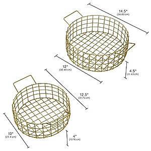 Gourmet Basics by Mikasa Kendall Set of 2 Storage Baskets, 12.5-Inch and 14.5-Inch, Gold
