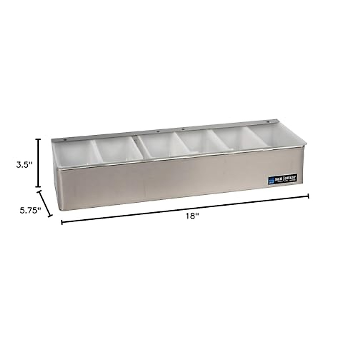San Jamar Garnish Trays with Hinged Lid for Kitchen, Bar, And Restaurants, Stainless Steel, 18.5 X 6.5 X 4 Inches, Silver