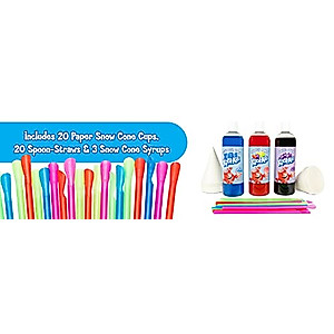 Kool-Aid Snow Cone Syrup Party Kit, Shaved Ice, Comes With Straws, Cups, Spoons, Flavors Of Tropical Punch, Grape, Blue Raspberry, Fun For Kids, Celebrations, Gifting, Multicolor