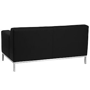 Flash Furniture HERCULES Definity Series Contemporary Black LeatherSoft Upholstered Loveseat with Stainless Steel Legs