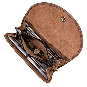 Hide & Drink, Snap Clutch Wallet for Women, Money Holder and Card Organizer with Zippered Pouch, Full Grain Leather, Handmade, Furry