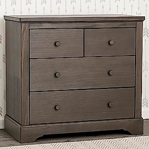 Simmons Kids Paloma 4 Drawer Dresser with Changing Top and Interlocking Drawers - Greenguard Gold Certified, Rustic Grey