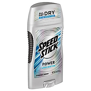 Speed Stick Power Antiperspirant Deodorant for Men, Unscented - 3 Ounce, Pack Of 6 (Packaging May Vary)