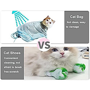 Cat Claw Covers Cat Boots for Cats Only, Cat Anti Scratch Shoes for Cat Bath, Adjustable Cat Bathing Gloves Fitted Feline Feet Design, Cat Paw Covers for Kitten Grooming to Prevent Scratching