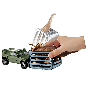 MATCHBOX JURASSIC WORLD DINO TRANSPORTERS TRICERA-TRACKER Vehicle and figure