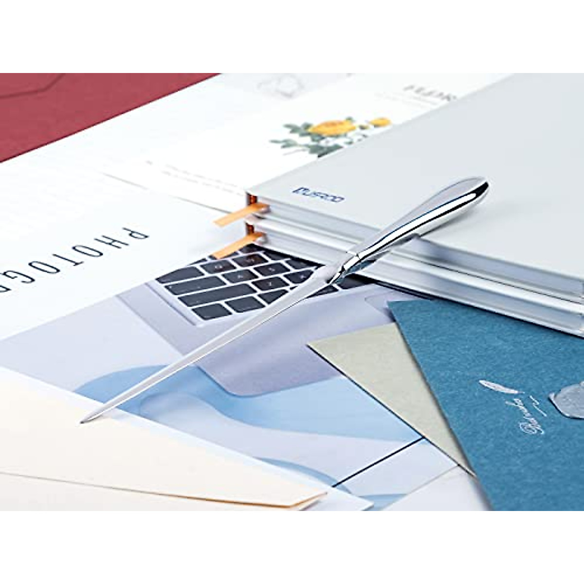 MUSROD Silvery Letter Opener, Envelope Opener Knife Metal Letter Opening Knife, Paul Revere Paper Cutting Knife, 9 inches (1 Pack)