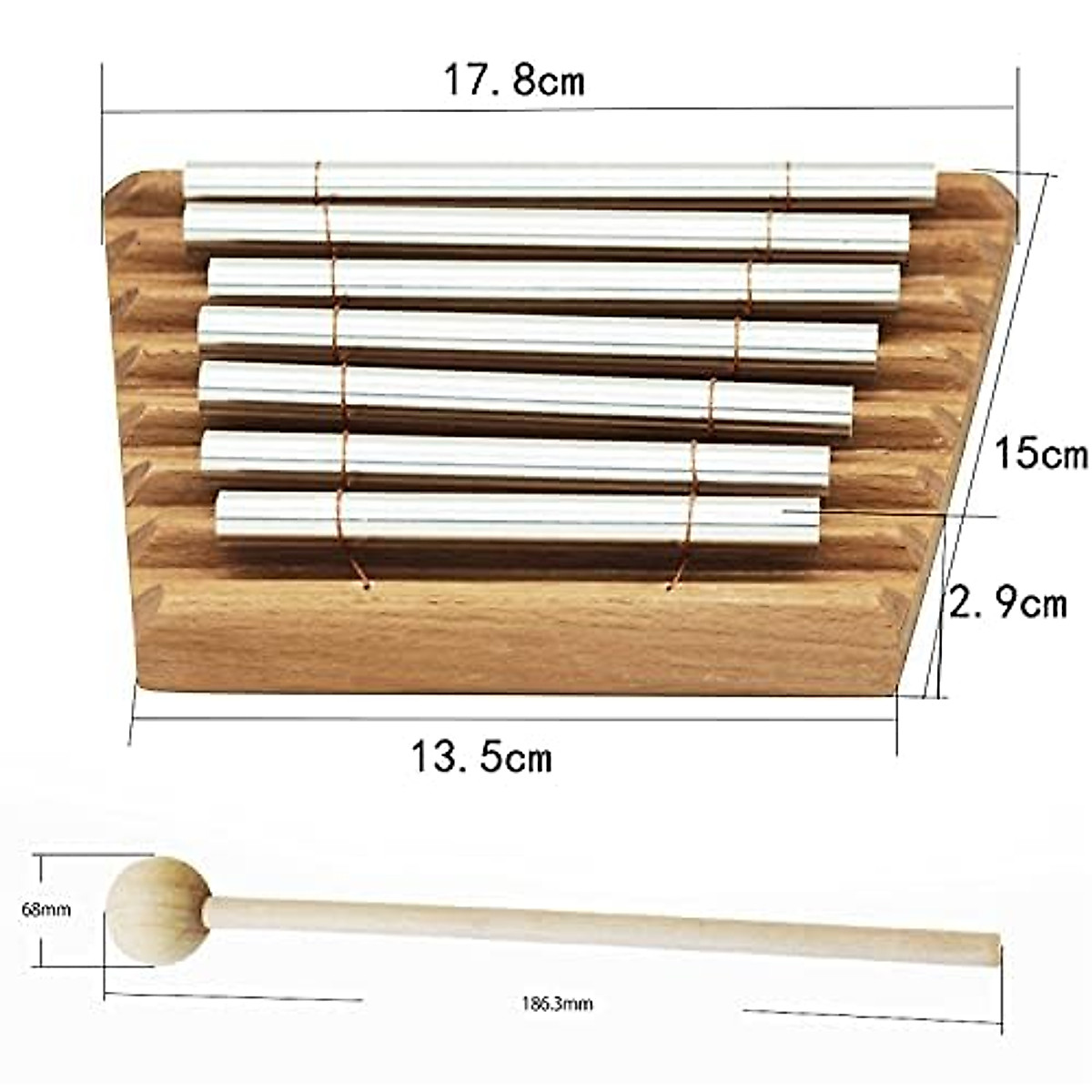 Energy Chime with Mallet Rhythm Wind Chime 7 Tone Hand Chimes Wind Chimes Percussion Instruments Reminder Meditation Chimes for Classroom Management Teaching Supplies 16.8 * 15 * 13cm