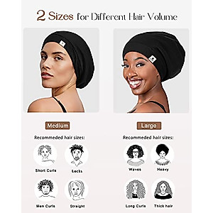 YANIBEST Silk Satin Bonnet Hair Wrap for Sleeping - Adjustable Stay on Silk Lined Slouchy Beanie Hat for Curly Hair and Braids