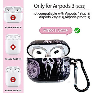 Slasher Horror Movie AirPod 3rd Generatio Case，with Keychain Clip Carabiner and Lanyard，Designed for Those who Like Thrilling Horror Themes Girls Women Men AirPod 3rd Case