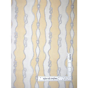 FlashPhoenix Quality Sewing Fabric –Nautical Sailor Knot Rope Rigging Stripe Fabric Cabana Yard 36 x 44 Inches