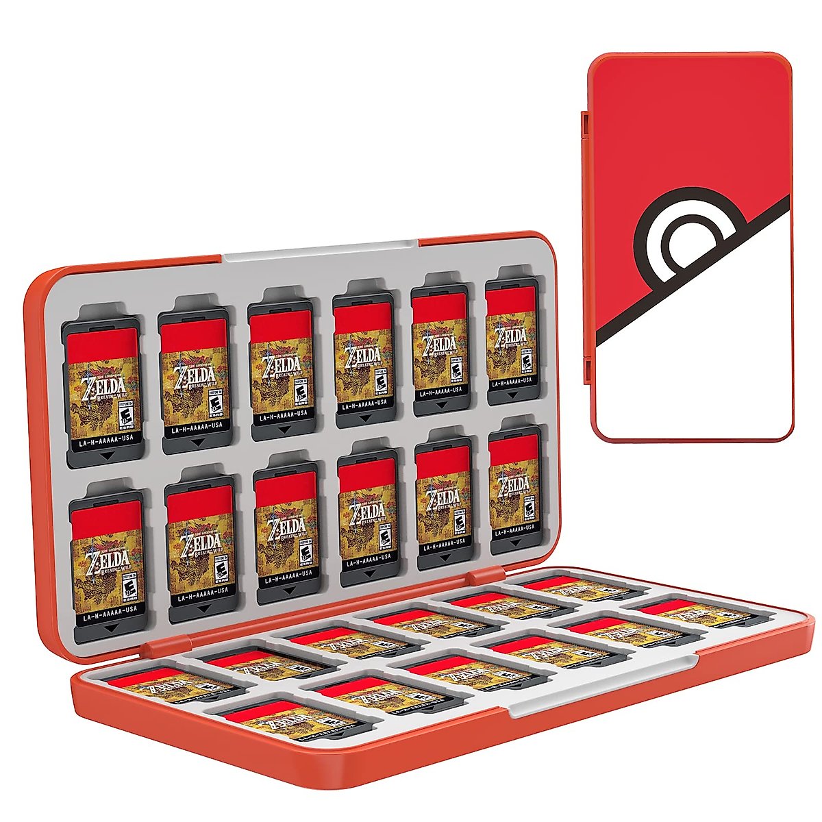 TiMOVO 24 Game Card Case for Nintendo Switch OLED 2021/Switch/Switch lite, 24 Game Holder Cartridge Case for Switch Game Cards and 24 SD Cards, Compact & Portable Game Storage Case Box, Pokeball