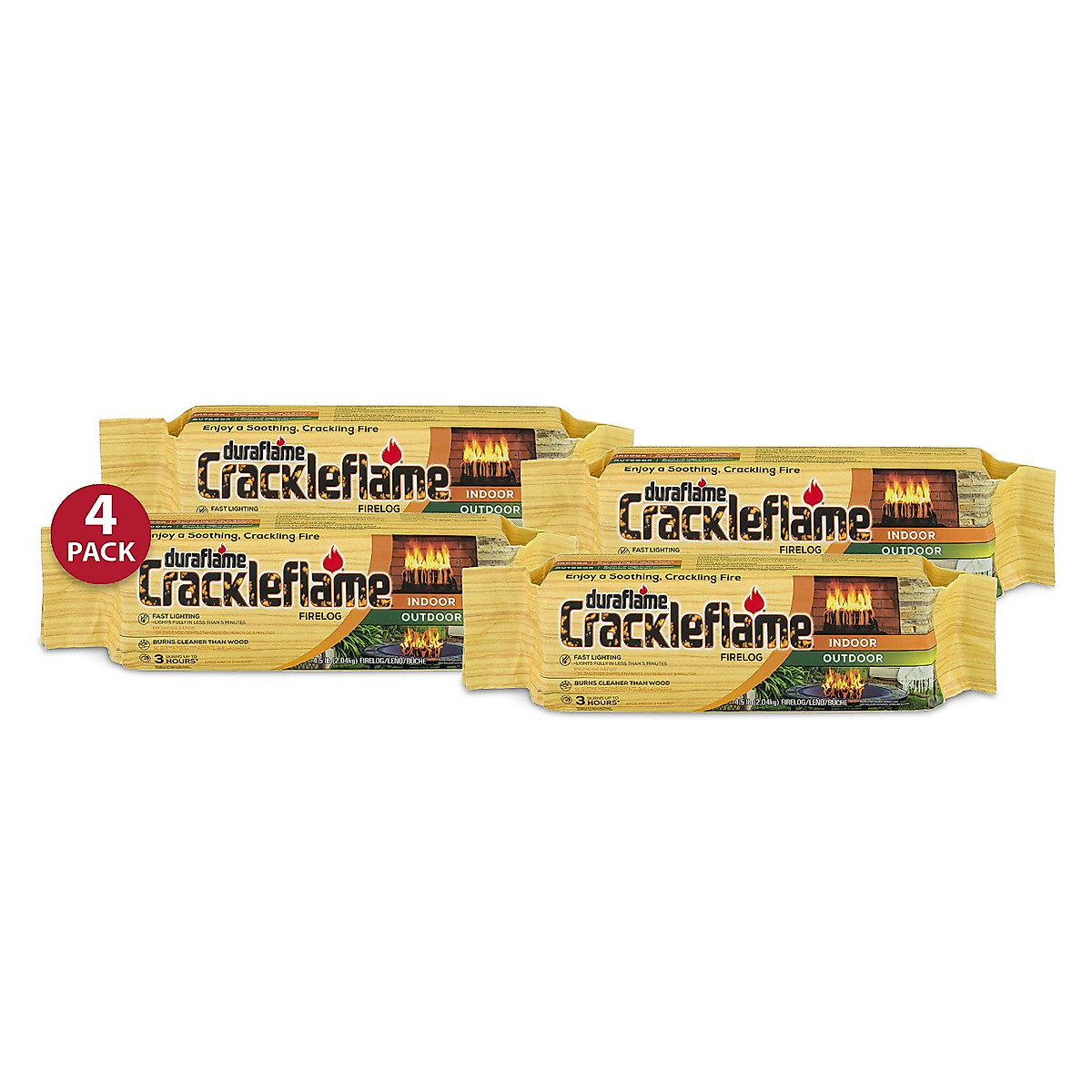 duraflame Crackleflame 4.5lb 3-hr Indoor/Outdoor Firelog, 4-pack