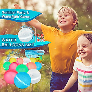 Reusable Water Balloons for Kids 24 Magnetic Water Balloons Quick Fill Fillable Self Sealing Water Pool Kids Outdoor Toys Summer Back Yard Fun Silicon (24 Pack)