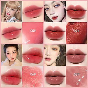Alisesun 10 Colors Lip Tint Stain Set, Korean Plumping Lip Gloss Watery Lip Stain, Multi-use for Mini Liquid Lipstick & Cheek Tint Long Lasting Vivid Color #02