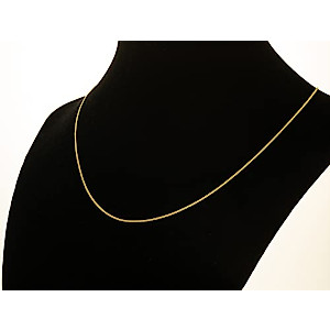 Ariana Lucci 14K Gold Filled Thin Italian Curb Chain Necklace, Non Tarnish 1mm Cuban Link Chain, Great for Pendants and Charms, Genuine 1/20 14K Gold Filled Made in Italy, 22"